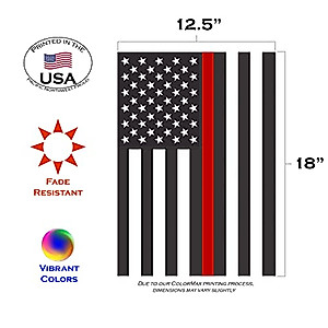 Toland Home Garden 1110866 Thin Red Line USA Fire Flag 12x18 Inch Double Sided Fire Garden Flag for Outdoor House Patriotic Flag Yard Decoration