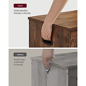 VASAGLE Storage Chest, Storage Trunk with 2 Safety Hinges, Storage Bench, Shoe Bench, Farmhouse Style, 15.7 x 31.5 x 18.1 Inches, for Entryway, Bedroom, Living Room, Rustic Brown ULSB062T01