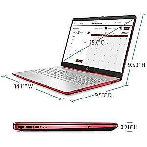 HP 2021 15.6" HD WLED Laptop, Intel Pentium Gold 6405U Dual-Core Processor, 4GB RAM, 128GB SSD, HDMI, Webcam, Intel UHD Graphics 605, Bluetooth, Wi-Fi, Windows 10 S, Red , with SKYPC 2Weeks Support
