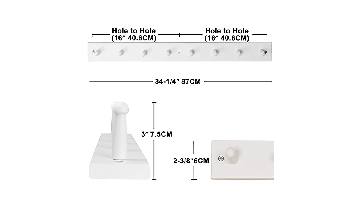 Dseap 8 Peg Wall Coat Rack - Minimalist Wooden Design
