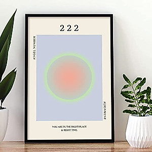Geetez 222 Angel Number Poster, Aura Posters, Angel Number 222 Poster, Colorful Gradient Aura Print, 222 Alignment Poster, Spiritual Aesthetic Room Home Wall Art Decor - 12x18 inch