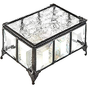 Beveled Glass Box Jewelry Chest Decorative Trinket Keepsake Display Crystal Clear Florentine Stained Glass Gift J Devlin Box 762