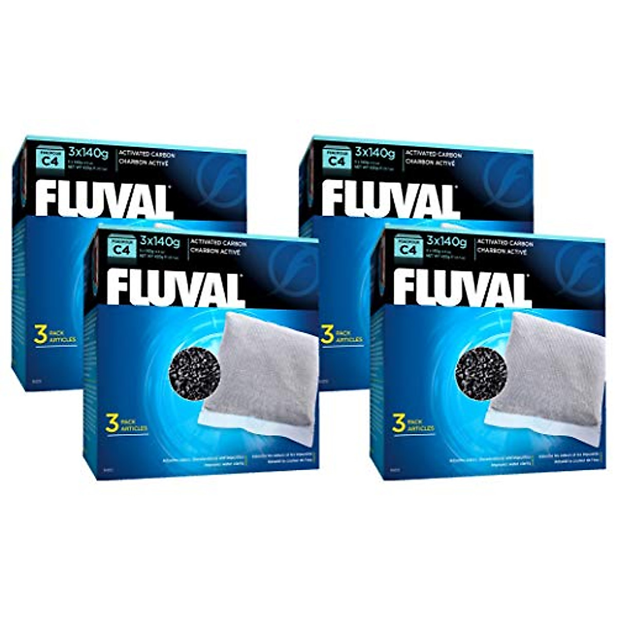 Fluval C4 Carbon - 12 Filters Total (4 Packs with 3 Filters per Pack)
