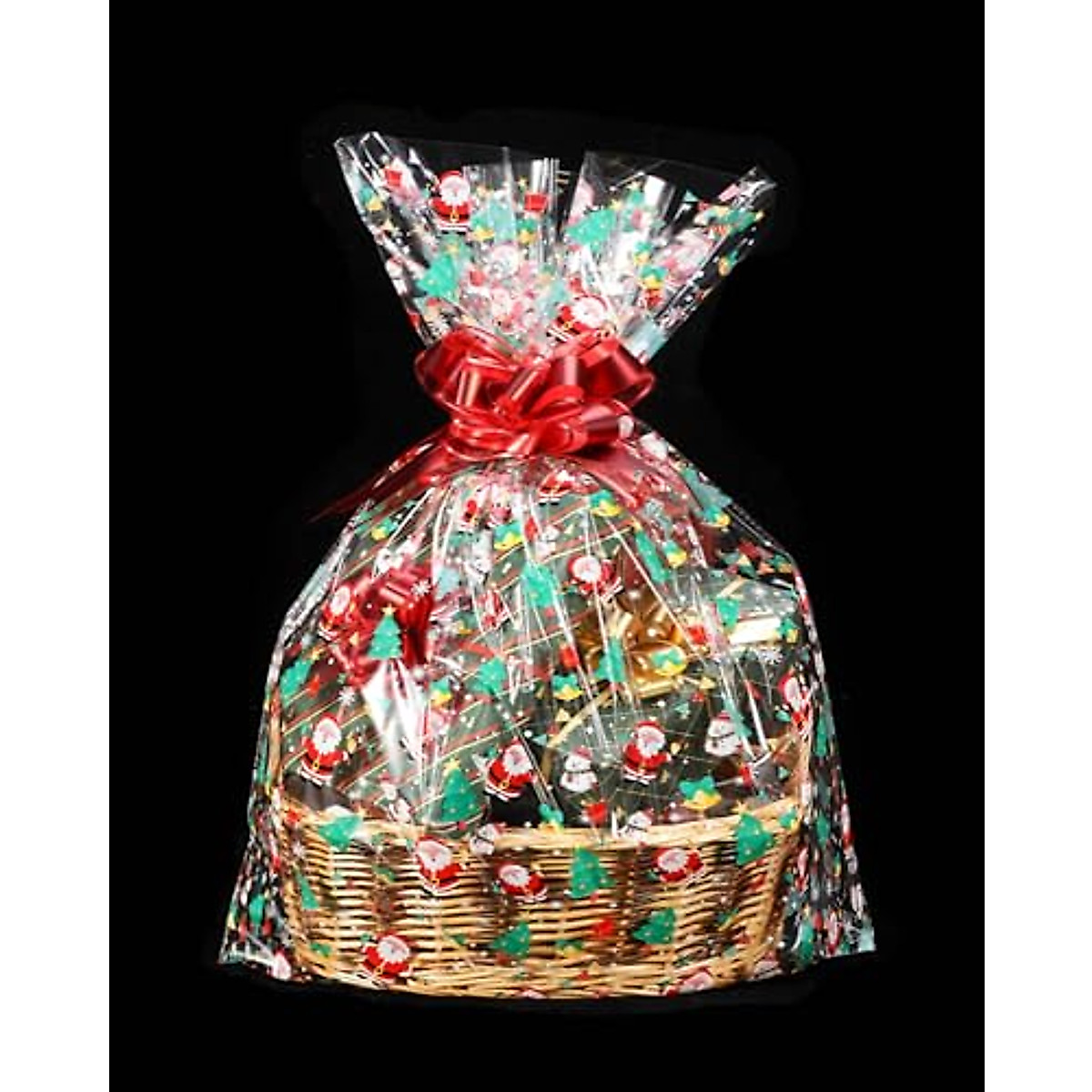 shareluck 100ft x 31.5’’ Christmas Cellophane Wrap Roll - Xmas Cellophane Wrap for Christmas to Wrap Gift Basket, Treat, Wine, Party Decoration. (31.5 Fold into 16”)