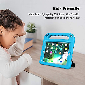 LEDNICEKER Kids Case for iPad 9.7 2018/2017 & iPad Air 2 - [Built-in Screen Protector][Light Weight Handle] Shockproof Stand Case for iPad 9.7 inch 2018(6th Generation) / 2017(5th Gen) - Blue