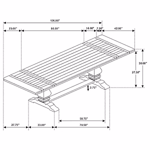 Coaster Home Furnishings Florence Traditional Farmhouse Rectuangular 126-inch Double Pedestal Planked Wood Top Extension Leaf Dining Table Rustic Smoke 180201