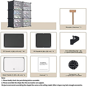 SimpleWise Shoe Rack Organizer Portable Storage Cubes Shoe Storage 6 Cube 12 Tiers DIY FreeStanding Entryway Shoe Rack Storage Plastic Cabinet for Closet Bedroom Hallway, Gray