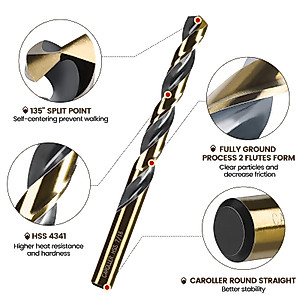 CaRoller Drill Bit Set – 29-Piece High-Speed Steel Drill Bits – Durable Drill Sets with Storage Case for Steel, Wood, Plastic, Sheet Metal