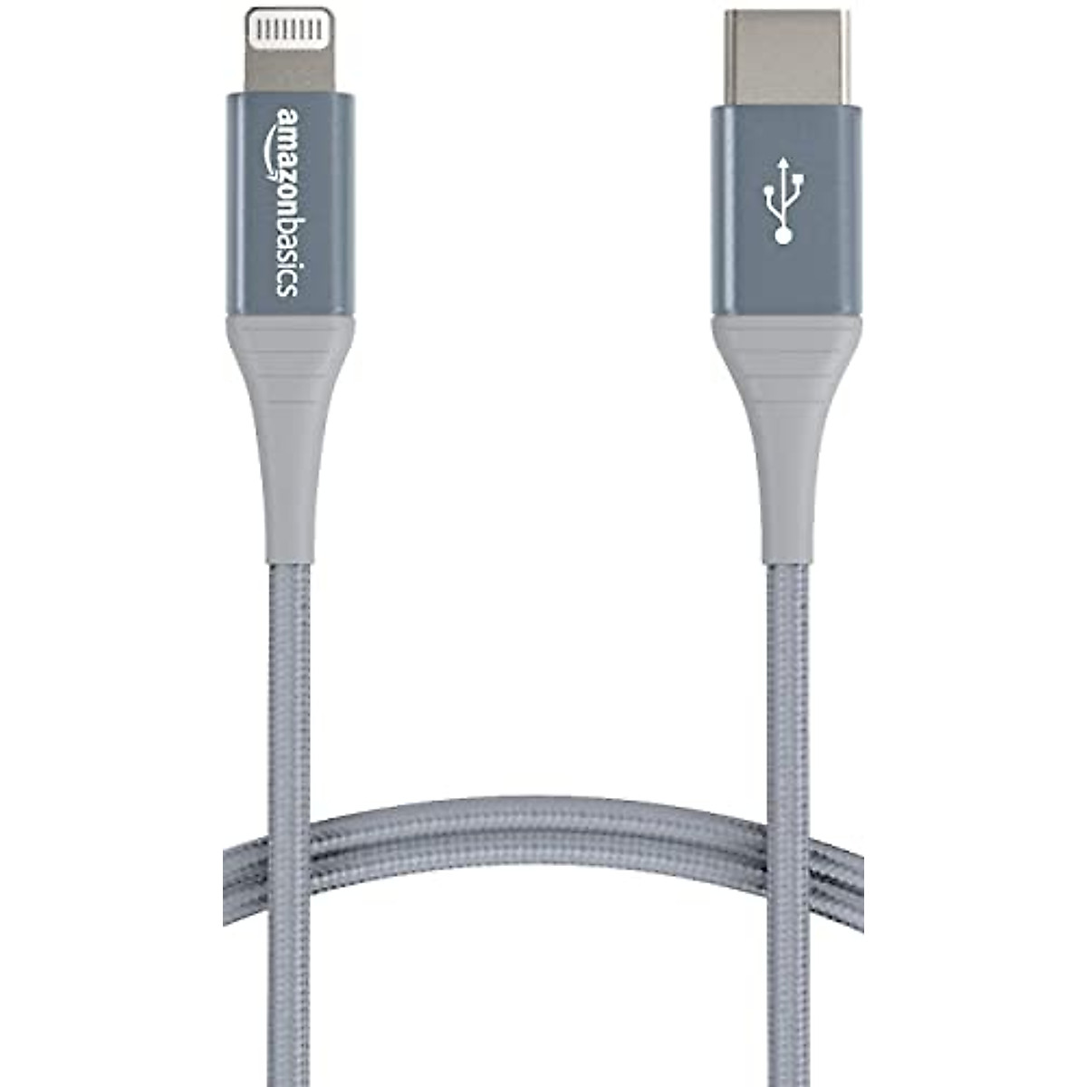 Amazon Basics USB-C to Lightning Charger Cable, Nylon Braided Cord, MFi Certified Charger for Apple iPhone 14 13 12 11 X Xs Pro, Pro Max, Plus, iPad, 10,000 Bend Lifespan, 6 Foot, Dark Gray