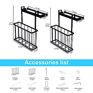 VANMEE 2 Pack Cabinet Door Organizer, Over The Cabinet Door Organizer/Towel Bar or Paper Towel Holder, Bathroom Kitchen Cabinet Door Storage for Cutting Board, Bakeware Pan, Plastic Wrap