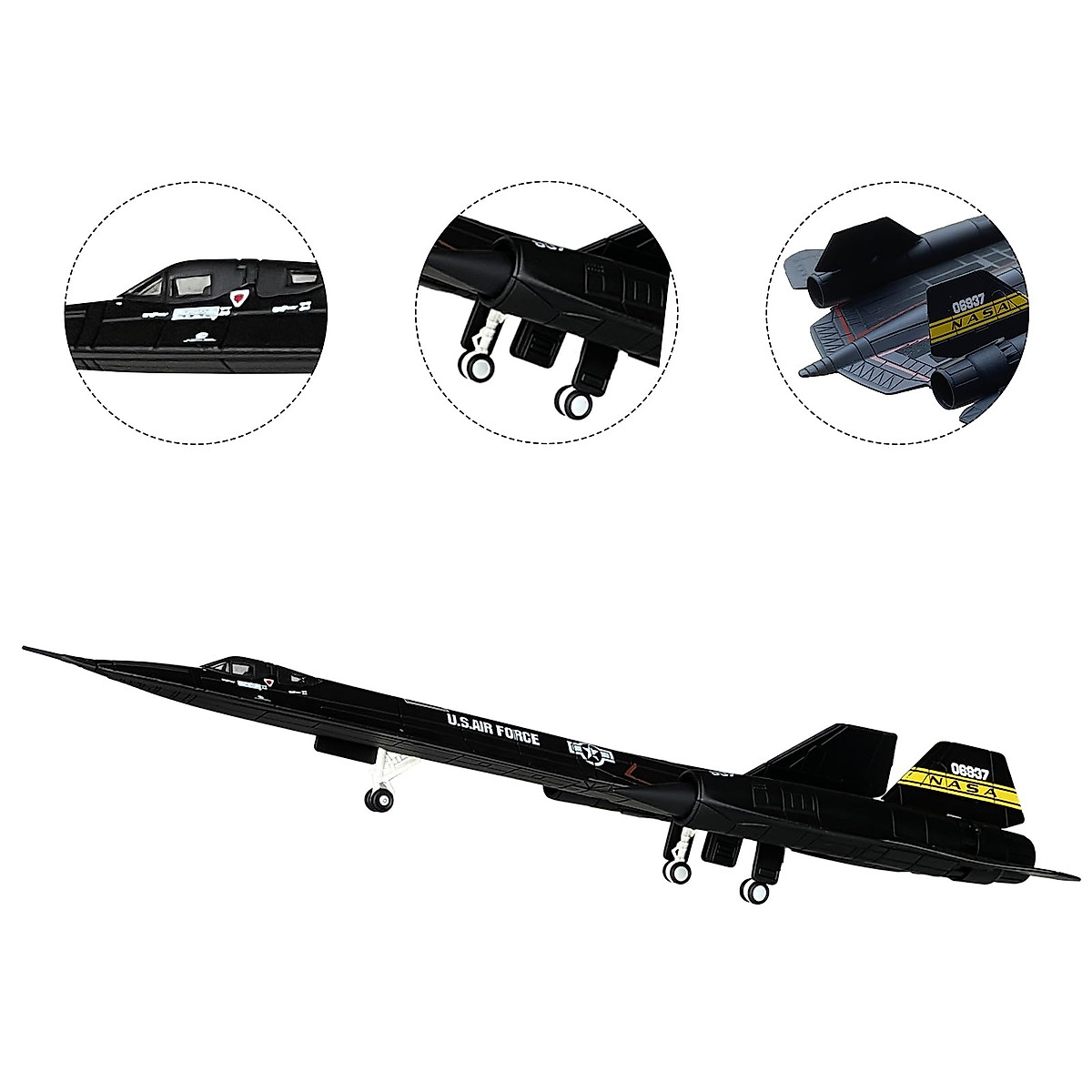 SR-71 Blackbird Model Plane 1/144 SR71 Blackbird Aircraft Model Metal Blackbird Aircraft Model Military Fighter Attack Airplane Model with a Free Bomb Loading Vehicle for Collection or Birthday Gift