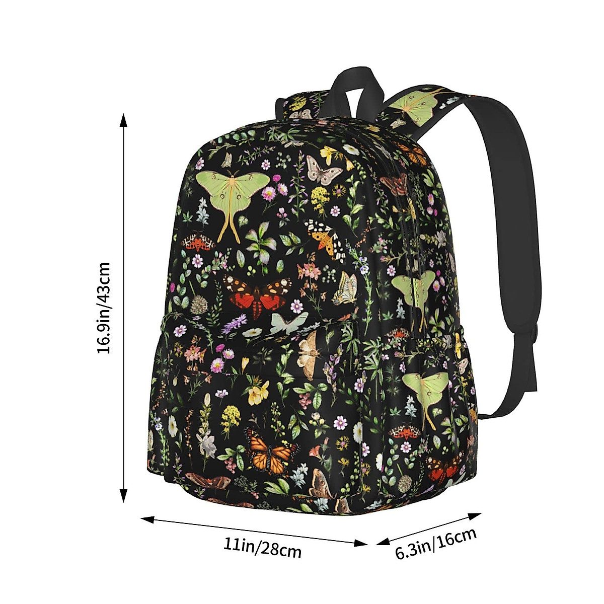 Butterflies Moths Flower Stylish Backpack With Adjustable Padded Shoulder Straps Daypacks For College Travel One Size