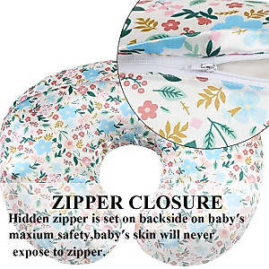 Satin Nursing Pillow Cover Set 2 Pack Ultra Soft Silk Compatible with Boppy Pillow for Breastfeeding Pillow Protect for Baby Hair and Skin Floral & Floral