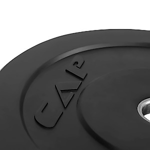 WF Athletic Supply 2 inch Olympic Size Black Premium Bumper Plate with Steel Insert, Great for Strength Training, Weightlifting & Crossfit Competition, Size Options Available