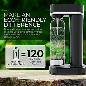 Modern Design Sparkling Water Maker – Soda Water Maker with 1l BPA-Free Reusable Bottle–Carbonated Water Maker for Home – Soda Streaming Machine for Seltze (SS697B)