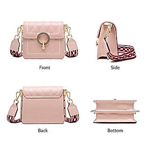 Small Leather Crossbody Bags for Women, Genuine Leather Ladies Mini Designer Shoulder Quilted Bags Womens Compact Messenger Purses Girls Fashion Satchel Women's Casual Cross Body Flap Bags (Pink)
