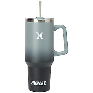 Hurley Tumbler Thermos - 40oz Double Wall Vacuum Insulated Travel Mug with Handle - BPA Free Stainless Steel Water Bottle - Leak Proof Hot and Cold Coffee Car Cup, Size 40 oz, Gradient Charcoal