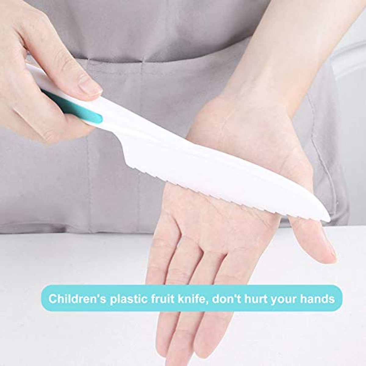 KUFUNG Kids Knife Set, 3 Piece Nylon Kitchen Baking Knife Set for Cooking and Cutting Fruits, Bread, Lettuce, Veggies Cake, Plastic Toddler Knife Set for Little Hands, Fun Safe Knife (Multicolor2, S)