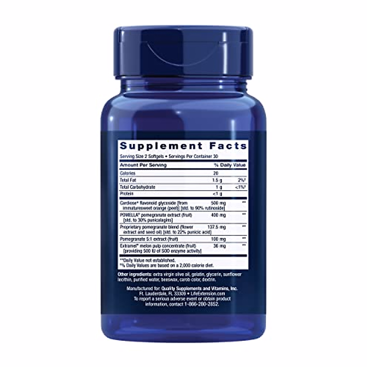 Life Extension Endothelial Defense Pomegranate Plus – Pomegranate Seed, Flower And Fruit Extract Formula Supplement for Heart and Endothelial Health – Gluten-Free, Non-GMO – 60 Softgels