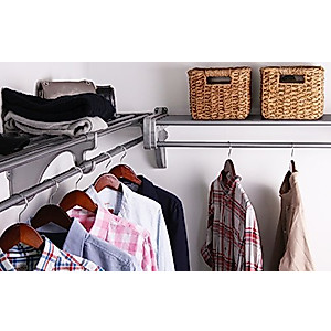 EZ Shelf -2 Pack- Expandable Closet Shelf with Hanging Rod -(Each 40.5” to 73”) with 1 End Bracket- Silver-Strong-Easy to Install-Wire Closet Shelving Alternative