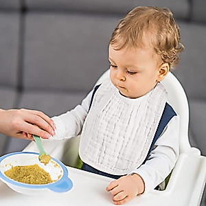 24 Pcs Muslin Baby Drool Bibs Adjustable Muslin Bibs Soft Snap Baby Bibs 9 Absorbent Layers Newborn Bibs Waterproof Teething Bibs for Baby Girl Boy Feeding Eating Teething, 5 Colors