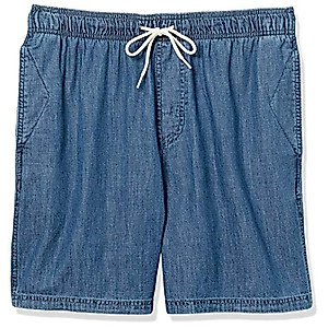 Amazon Essentials Men's Drawstring Walk Short (Available in Plus Size), Medium Wash Chambray, XX-Large