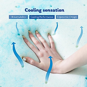 Full Mattress Topper 3 Inch Memory Foam Mattress Topper with Gel Infusion, Cooling Mattress Pad in a Box, CertiPUR-US Certified, 54”x75”, Blue