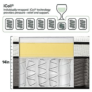 Zinus 14 Inch Support Plus Pocket Spring Hybrid Mattress/Extra Firm Feel/Heavier Coils for Durable Support/Pocket Innersprings for Motion Isolation/Mattress-in-a-Box, Full