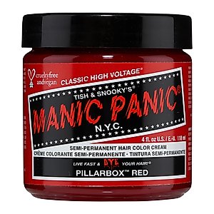 MANIC PANIC Pillarbox Red Hair Dye - Classic High Voltage - Semi Permanent Bright Fire Engine Red Hair Color - Vegan, PPD & Ammonia-free (4oz)