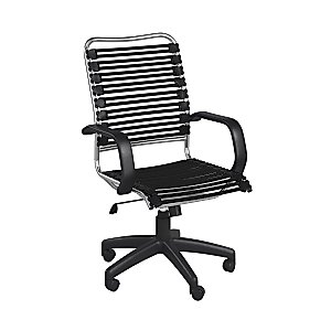 Euro Style Black Bungie/Aluminum Allison Rolling Office Chair - Modern High Back Adjustable Desk Chair with Wheels/Armrests for Work, Study, Gaming