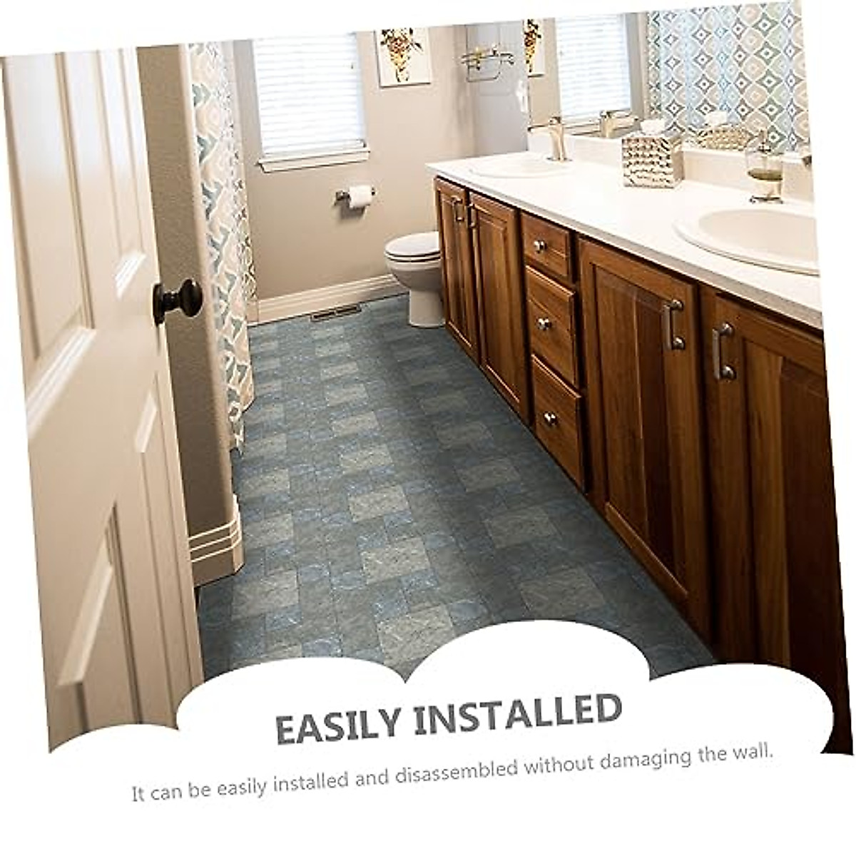 DOITOOL 5 Sheets Floor Stickers The Office Decor Removable Stickers Marble Sticker Vinyl Floor Tiles Kitchen Vinyl Wall Tile Peel and Stick Floor Sticker PVC Floor Decals DIY Decals Mural