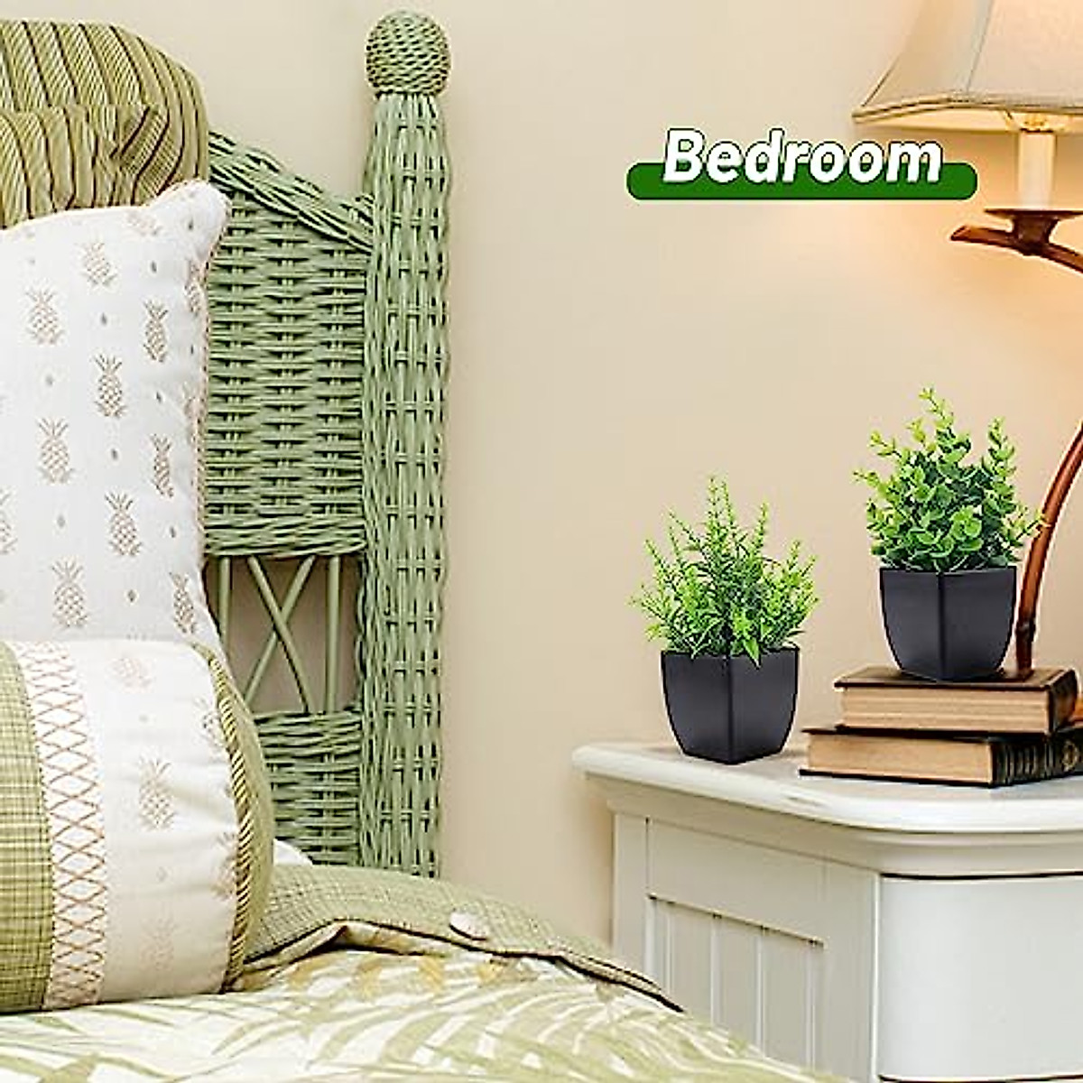 Der Rose Set of 4 Packs Small Fake Plants Mini Artificial Faux Plants Indoor for Bathroom Farmhouse Room Table Decor