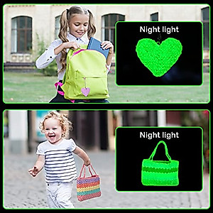 5 Rolls Glow in The Dark Yarn DIY Glow Yarn Craft Yarn Sewing Supplies Glow in The Dark Party Supplies with 2 Pcs Crochet Hooks for Art Crocheting Sewing Beginners, 55 Yards Per Roll (Purple)