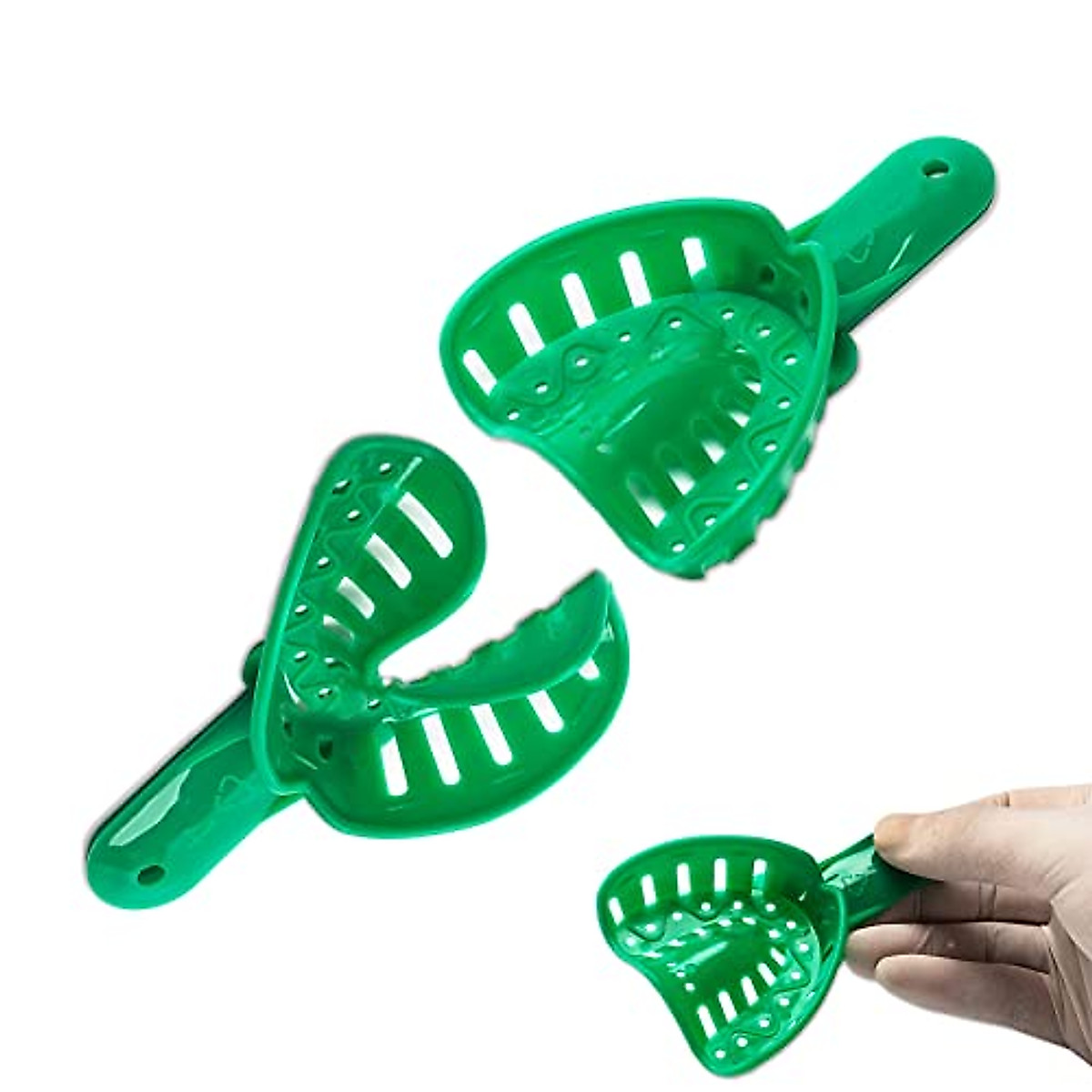 Dental Impression Trays 12PCS Multicolor Perforated Plastic Tray Upper & Lower for Adults and Child