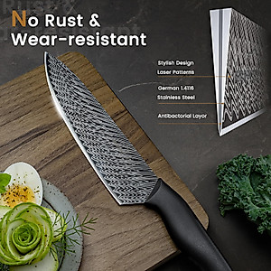 Knife Set, 15 Pieces Kitchen Knife Set with Built in Knife Sharpener Block