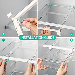 Mallyu (1 Pack Fridge Drawer Organizer, Refrigerator Drawers, Sturdy Pull Out Hanging Refrigerator Organizer Bins with Handle for Fridge Shelf Under 0.6", Storage Box for Snacks Egg Fruit Vegetable