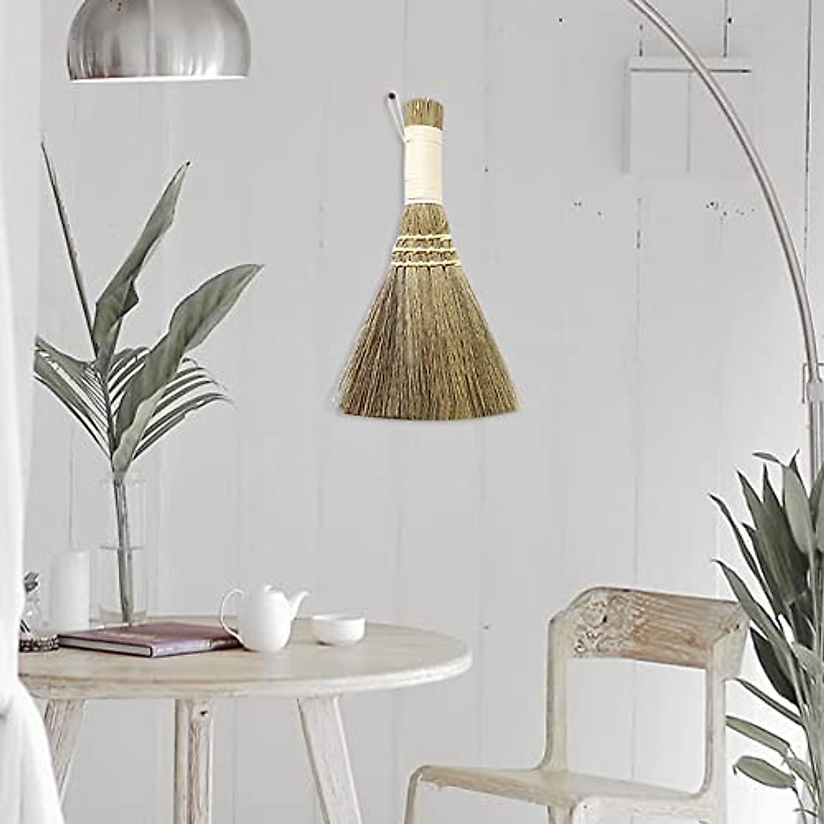 Forart Angle Brooms Hand Made Straw Soft Broom with Short Handle, Household Angle Brooms Sweeping Cleaning Tools Household Supplies