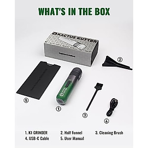 KactusKutter K1 Electric Spice Grinder Battery Powered Automatic Portable For Kitchen Herb Grinding - Holds up to 1 Gram (Shadowed Emerald)