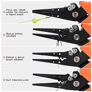 KastKing Cutthroat 7 inch Fishing Pliers, 420 Stainless Steel Fishing Tools, Saltwater Resistant Fishing Gear, Tungsten Carbide Cutters, 7" Straight Nose, Orange