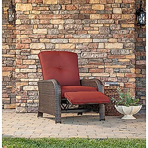 Hanover Strathmere Outdoor Luxury Recliner, Rich Brown/Crimson Red