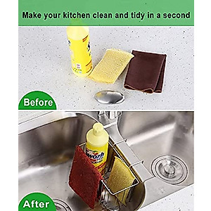 Kitchen Sponge Holder Brush Rack Sink Caddy Organizer Soap Dishwashing Liquid Drainer Stainless Steel Kitchen Tools