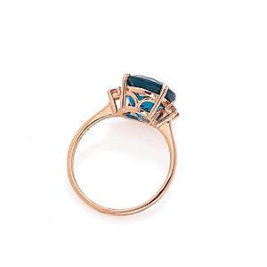 YoTreasure 3.90 Ct. London Blue Topaz Pink Tourmaline Solid 10kt Rose Gold Engagement Ring
