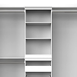 ClosetMaid Modular Storage Shelf Unit with 3 Shelves, Wood Closet Organizer Adjustable, Stacking, Full Backer, Decorative Trim, White, 40.29 H x 21.39 in. W x 15.91 in. D