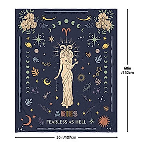 Muxuten Aries Gifts Blanket 60"x50" - Aries Gifts for Women - Aries Zodiac Gifts - Gifts for Aries Women - Aries Birthday Gifts - Astrology Gifts for Women - Zodiac Constellation Gift, Horoscope Gifts