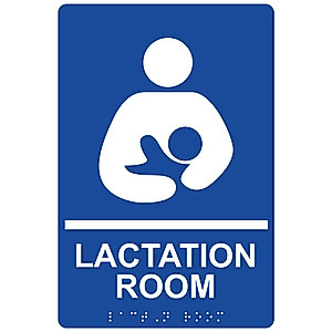 ComplianceSigns.com Lactation Room Sign, ADA-Compliant Braille and Raised Letters, 9x6 inch Blue Acrylic with Adhesive Mounting Strips