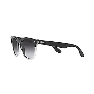 Ray-Ban RB4471 Iris Round Sunglasses, Black on Transparent/Grey Gradient Blue, 54 mm