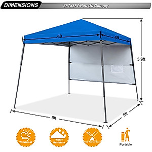 ABCCANOPY Stable Pop Up Beach Tent with Backpack Bag, 8 x 8 ft Base / 6 x 6 ft Top, Blue