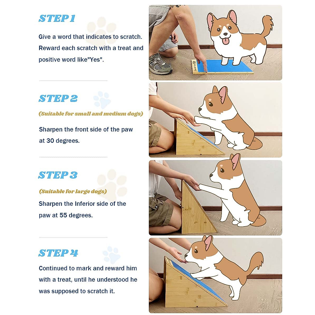 Scratch Square for Dogs, Extra Large Dog Scratch Pad for Nail, Hands Free Dog Nail File Toy, Stable Dog Scratch Pad with Bracket, Two Heights Optional