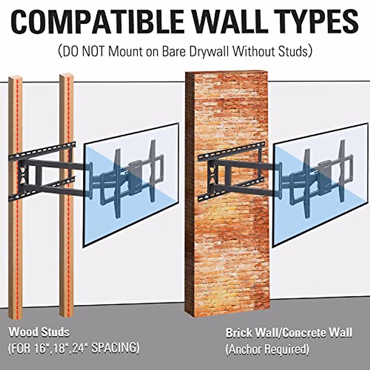Mounting Dream Long Arm TV Wall Mount for 37-75 Inch TV, Corner TV Wall Mount with 32” Long Extension, Full Motion TV Mount Swivel & Tilt, Fits Max VESA 600x400mm,100 lbs, 16”,18”,24” Studs MD2285-LA