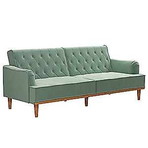 Mr. Kate Stella Vintage Convertible Sofa Bed Futon, Teal Velvet